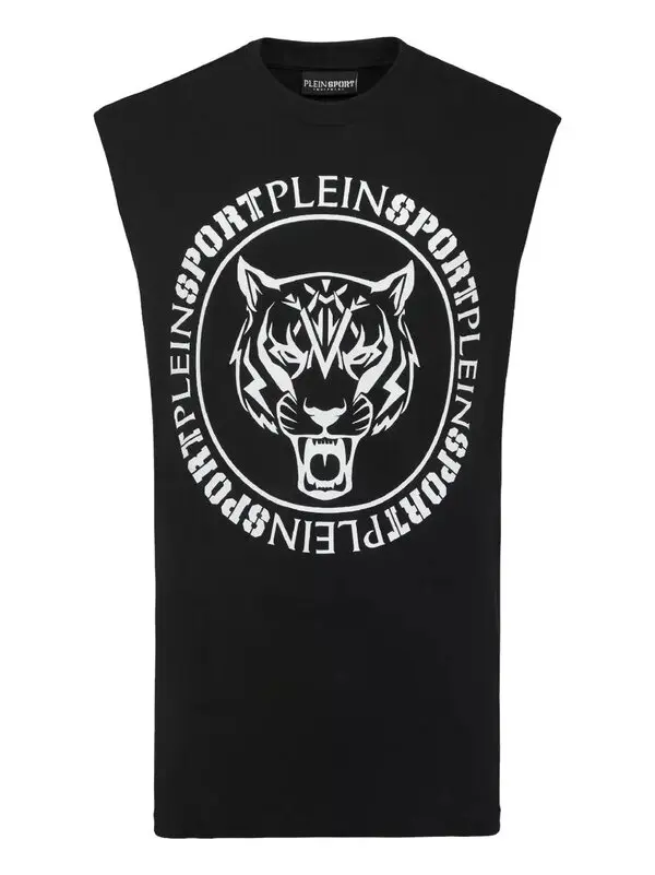 PLEIN SPORT Sleeveless T-shirt With Graphic - ""0201 Black / White""